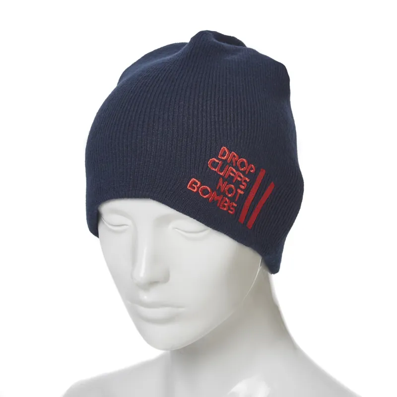 Planks Drop Cliffs Mens Knit Beanie Hat Navy