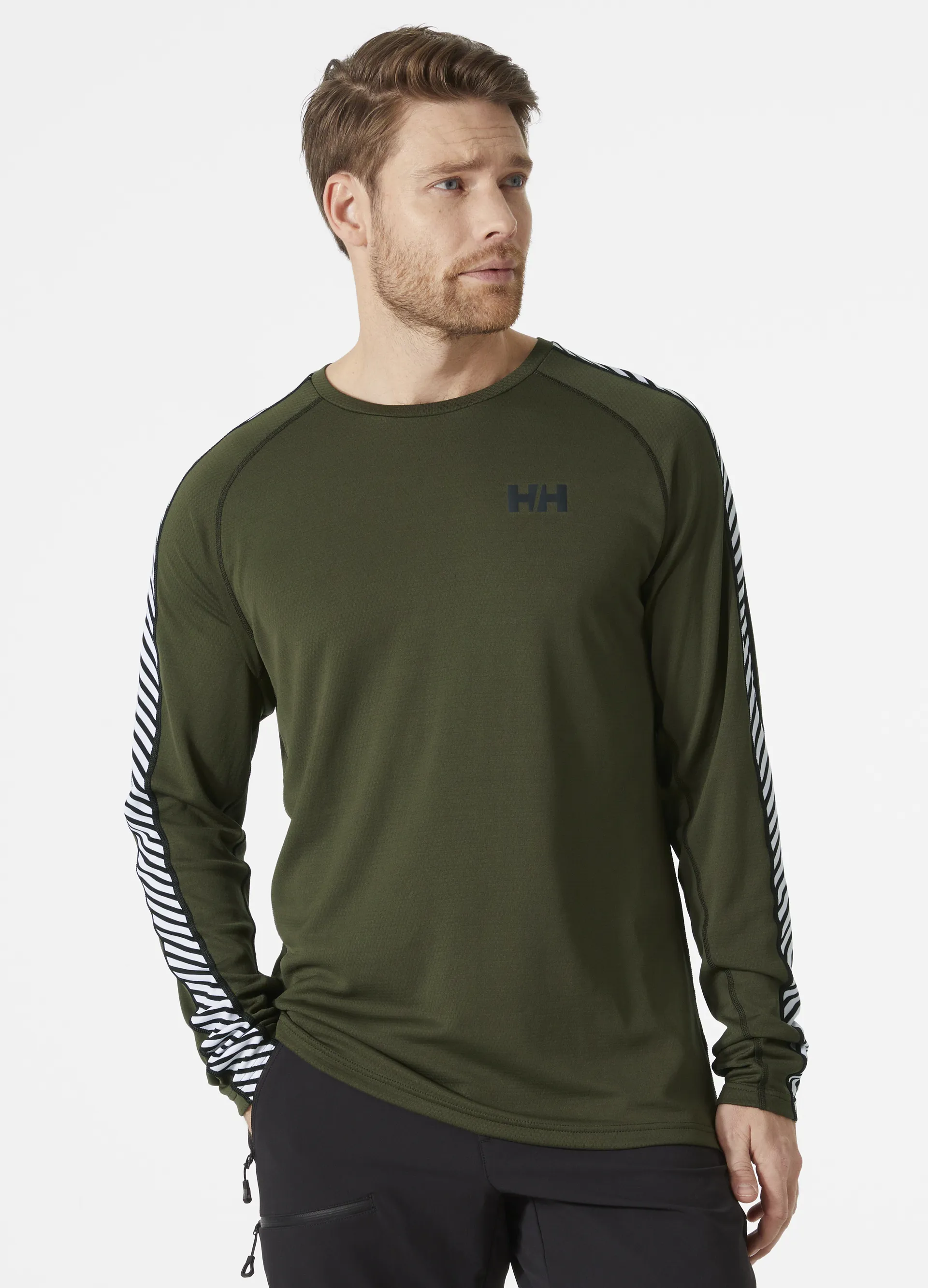 2024 Helly Hansen Lifa Active Stripe men's base layer top green