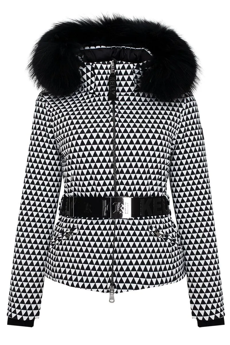 2024 Kelly Tiffany Womens fur ski jacket triangles/black/white
